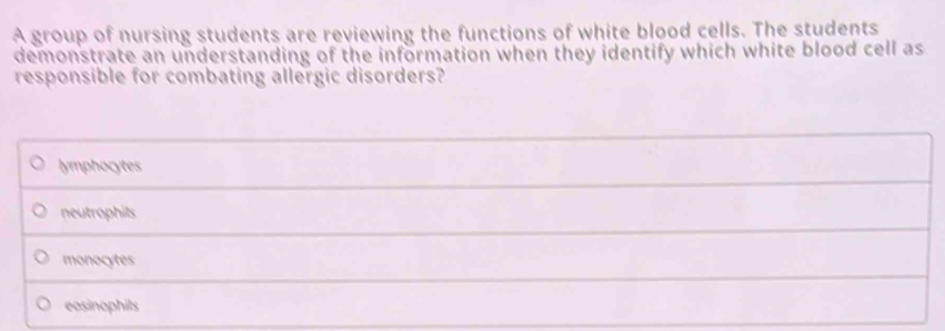 Solved: A group of nursing students are reviewing the functions of ...