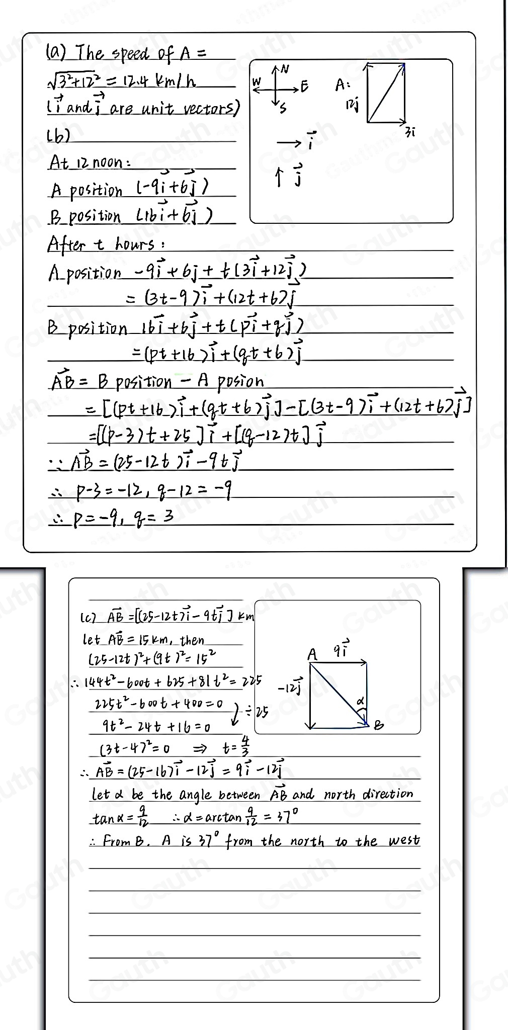 تم الحل:[In this question, i and j are horizontal unit vectors directed ...