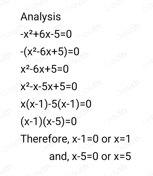X 2 6x 5 0null