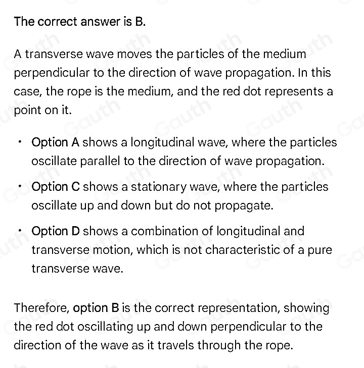 تم الحل:The red dot represents a point on the rope. As a transverse ...