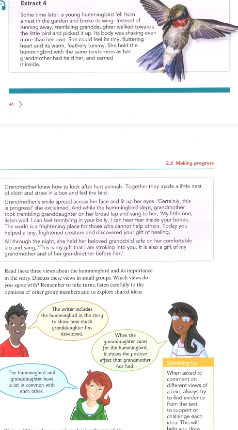 Solved: Extract 4 Some time later, a young hummingbird fell from a nest ...