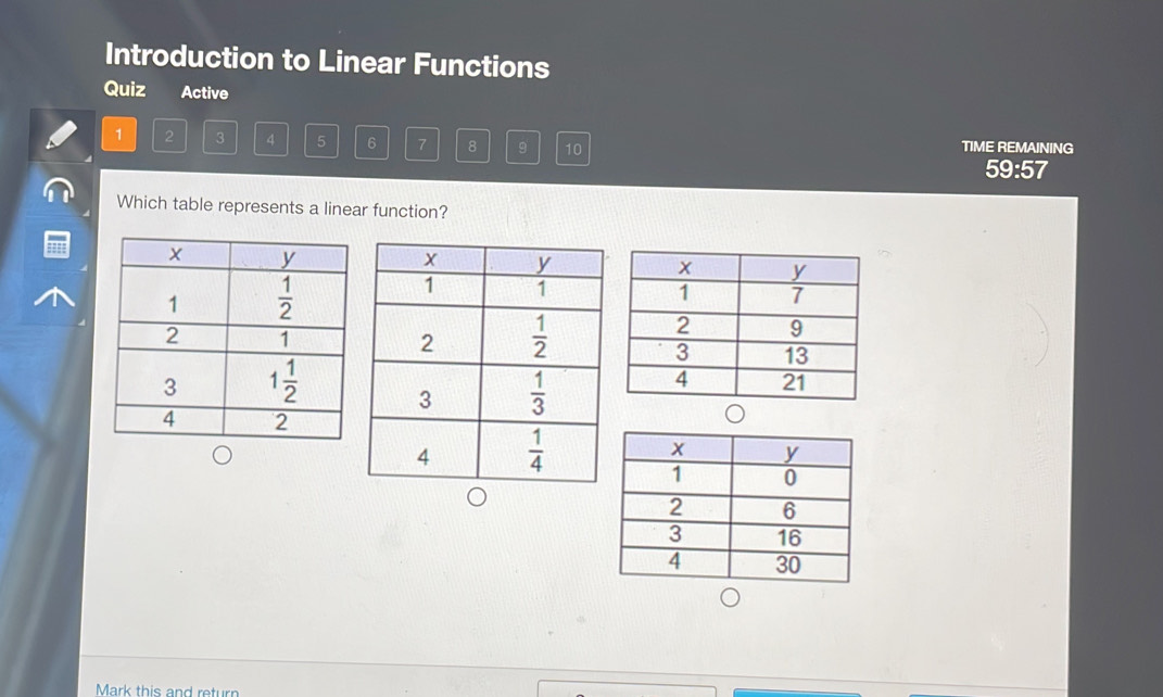 Solved: Introduction to Linear Functions Quiz Active 1 2 3 4 5 6 7 8 9 ...