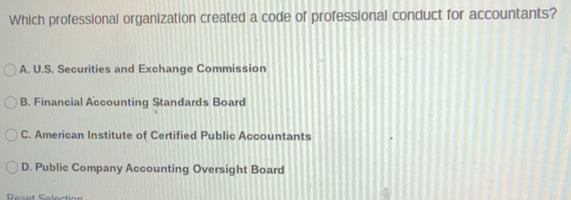 Solved: Which professional organization created a code of professional ...