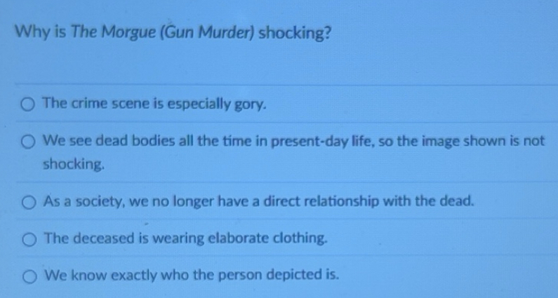 Solved: Why is The Morgue (Gun Murder) shocking? The crime scene is ...