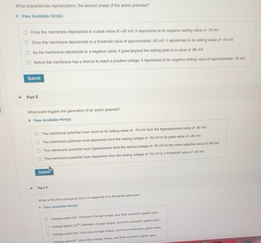 Solved: What characterizes repolarization, the second phase of the ...