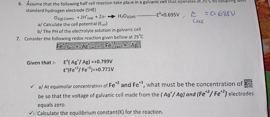 Résolu :Assume that the following half cell reaction take place in a ...