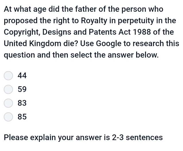 Solved: At what age did the father of the person who proposed the right ...