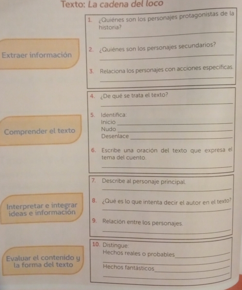 Resuelto:Texto: La cadena del loco 1 ¿Quiénes son los personajes ...