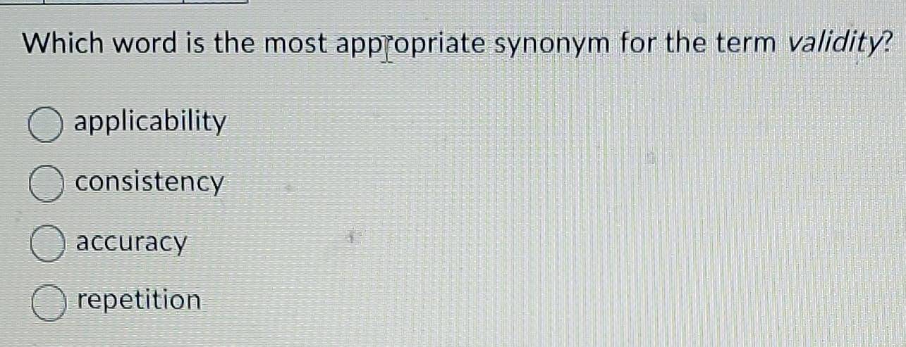 Solved: Which word is the most appropriate synonym for the term ...