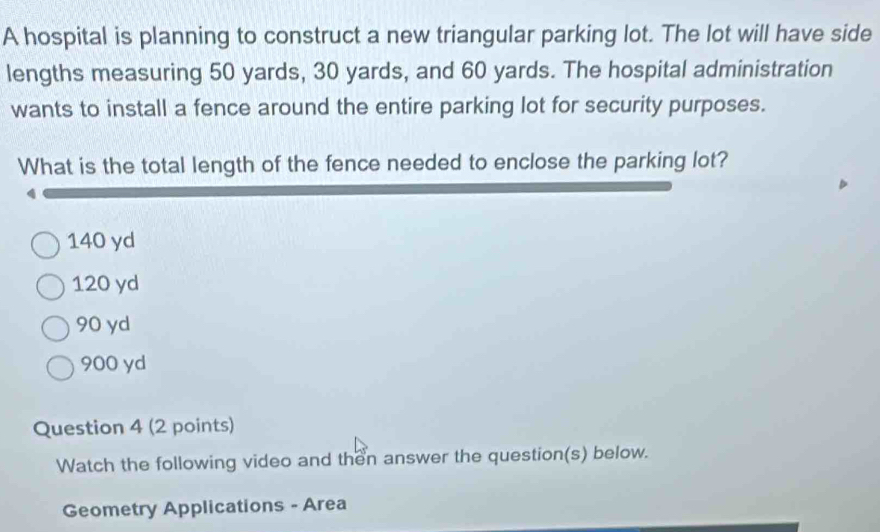 Solved: A hospital is planning to construct a new triangular parking ...