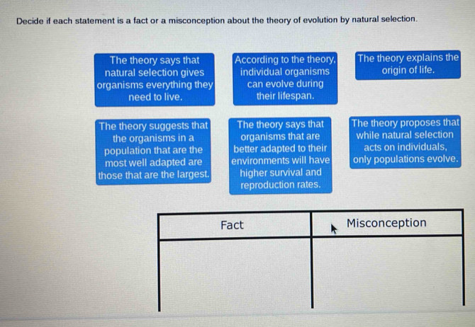 Solved: Decide if each statement is a fact or a misconception about the ...