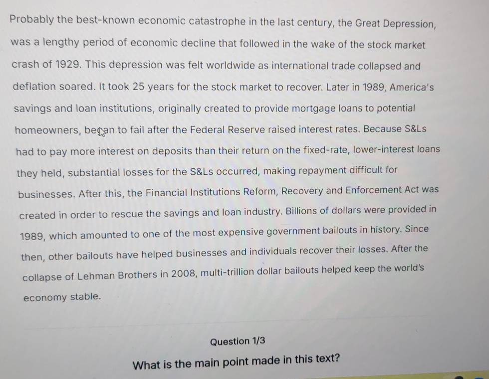 Solved: Probably the best-known economic catastrophe in the last ...