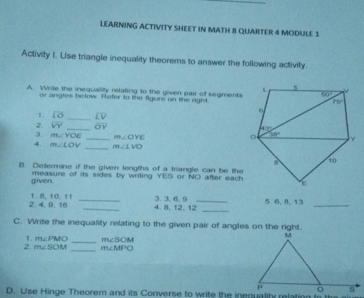 Solved: LEARNING ACTIVITY SHEET IN MATH 8 QUARTER 4 MODULE 1 Activity I ...
