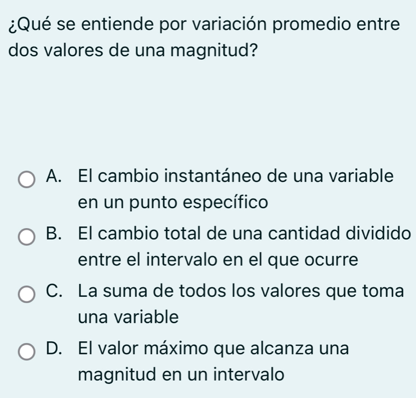 Resuelto:¿Qué se entiende por variación promedio entre dos valores de ...