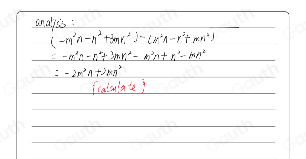 Solved: (-m^2n-n^2+3mn^2)-(m^2n-n^2+mn^2) Which of the following is ...