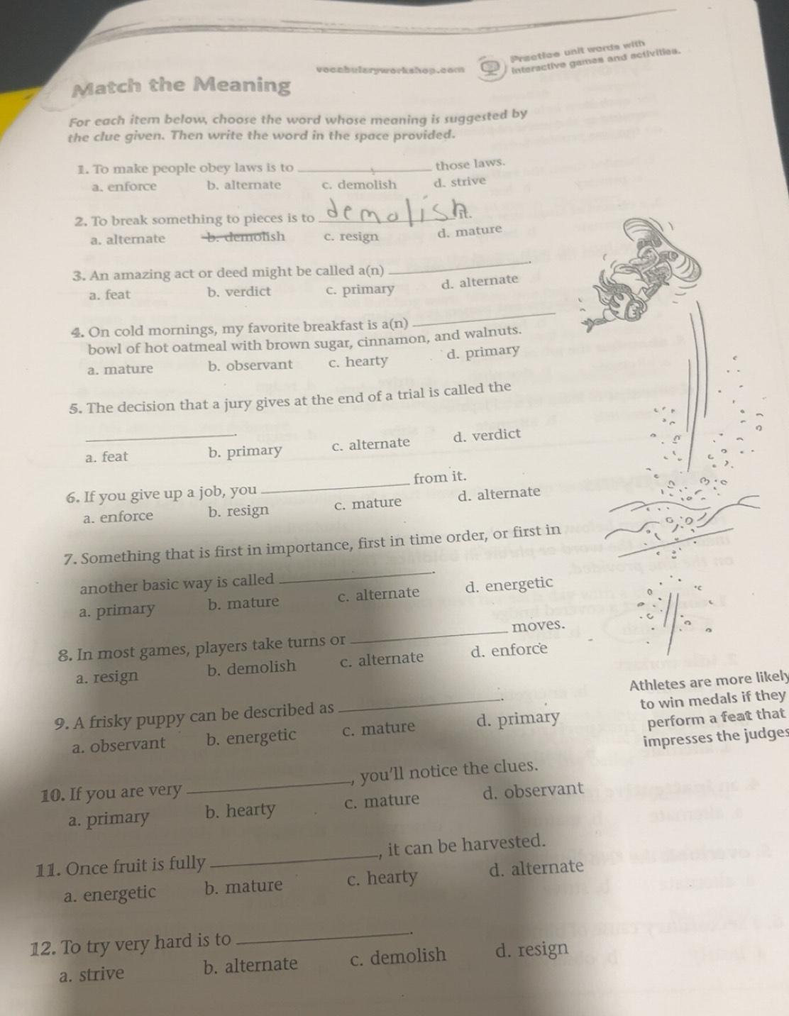 Solved: Preetice unit words with vocabularyworkshop.com interactive ...