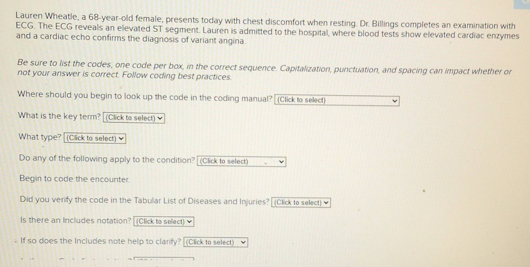 Solved: Lauren Wheatle, a 68 -year-old female, presents today with ...