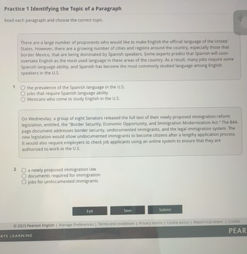 Solved: Practice 1 Identifying the Topic of a Paragraph Read each ...