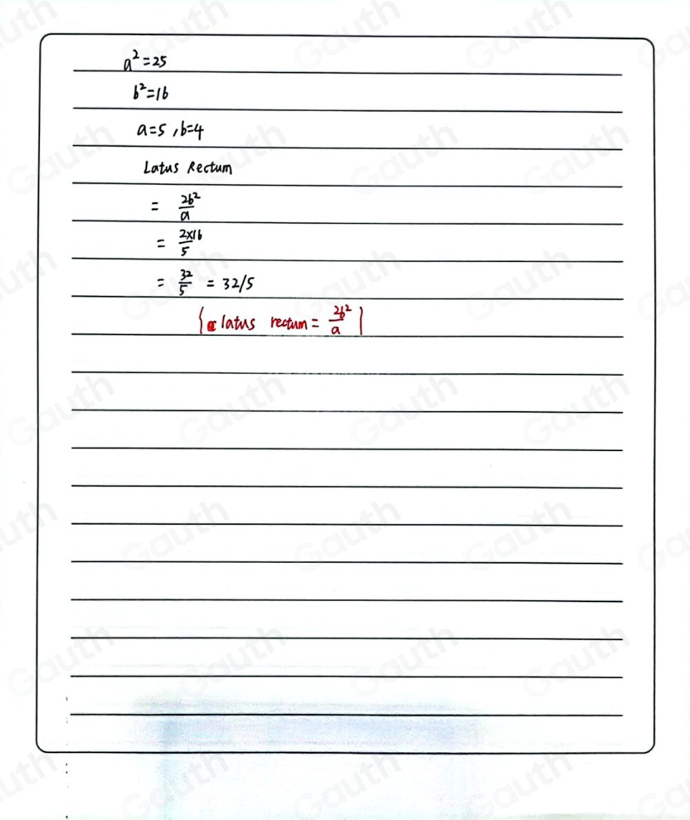 Solved: Find the properties for the ellipse with the equation x^2/25 ...