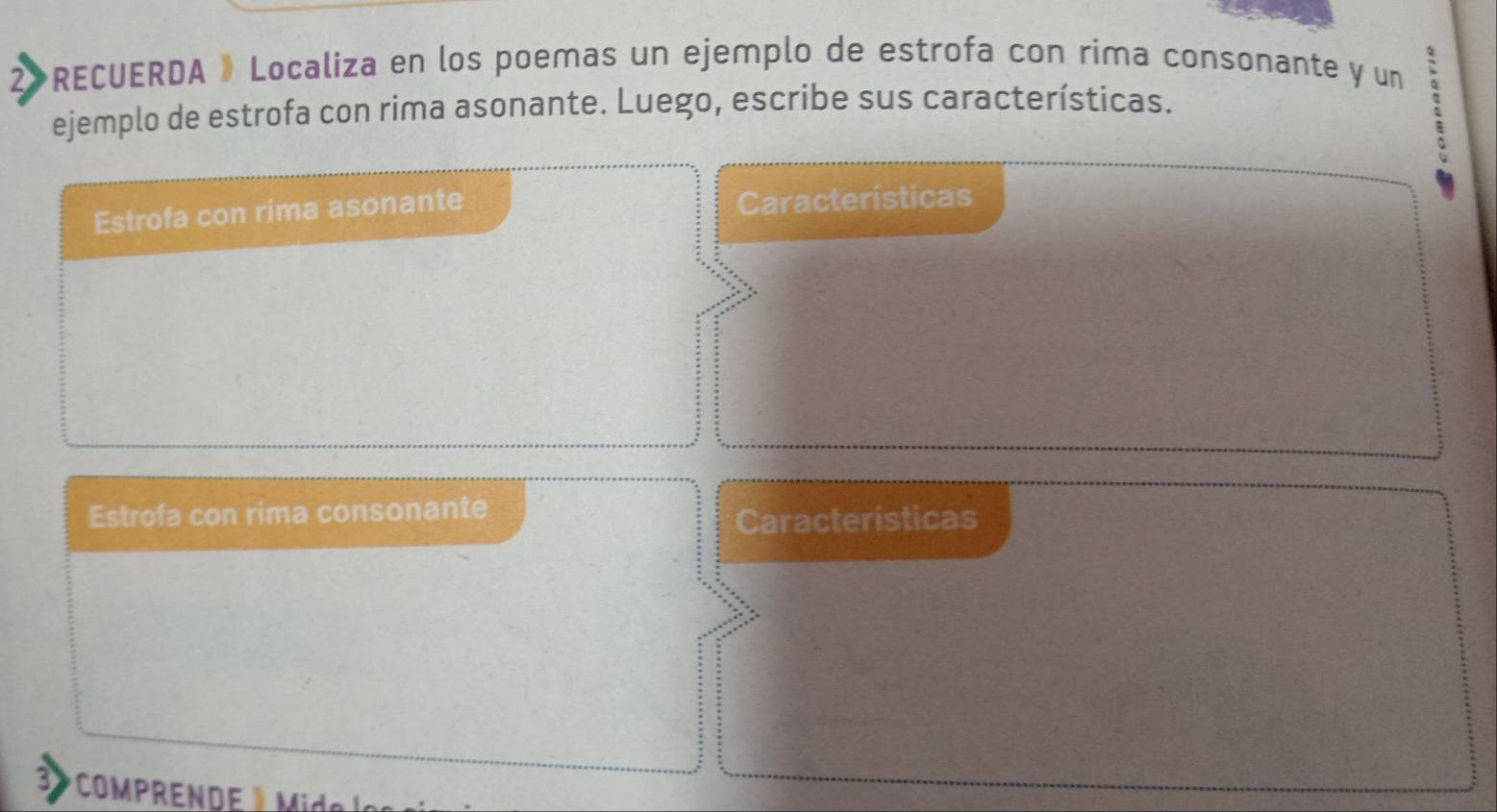 Resuelto:2》RECUERDA 》 Localiza en los poemas un ejemplo de estrofa con ...