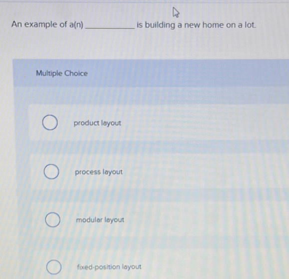 Solved: An example of a(n) _ is building a new home on a lot. Multiple ...