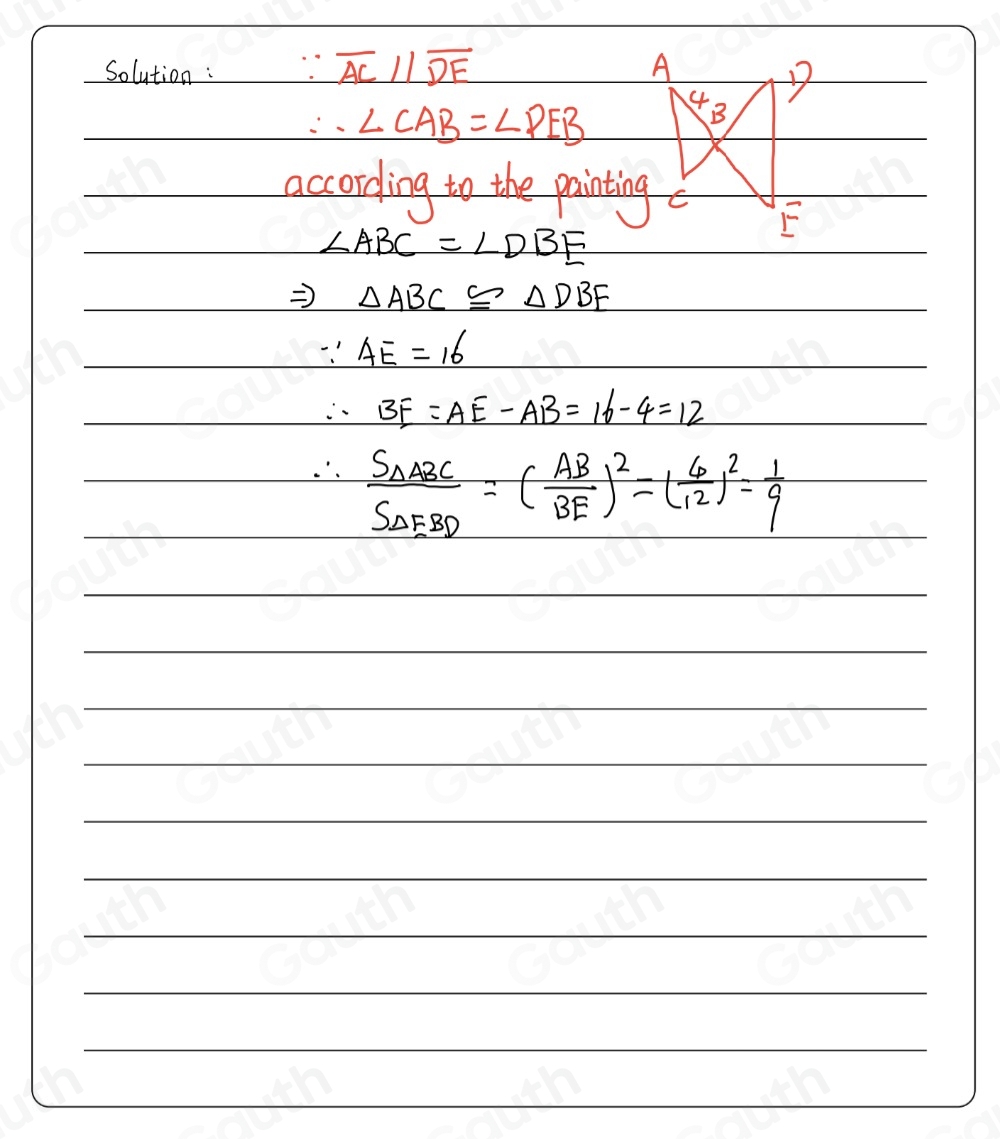 Solved: In the figure above, overline ACparallel overline DE , and overline AE intersects ...