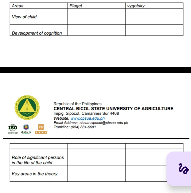 Solved: Republic of the Philippines CENTRAL BICOL STATE UNIVERSITY OF AGRICULTURE Impig, Sipocot ...