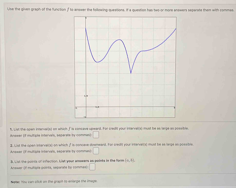 Solved: Use the given graph of the function f to answer the following questions. If a question ...