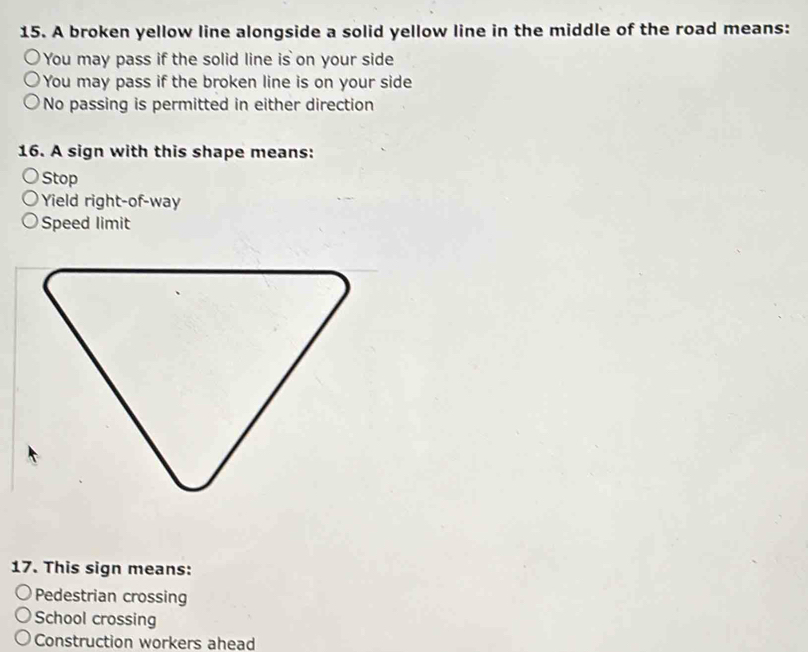 Solved: A broken yellow line alongside a solid yellow line in the ...