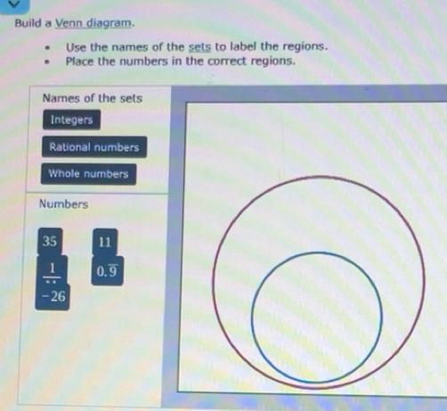 Solved: Build a Venn diagram. Use the names of the sets to label the ...