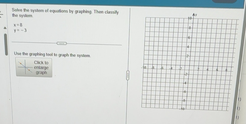 Solved: Solve the system of equations by graphing. Then classify the ...