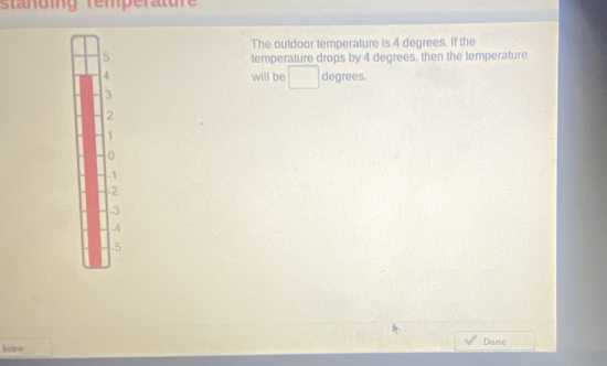 Solved: standing remperatur The outdoor temperature is 4 degrees. If ...