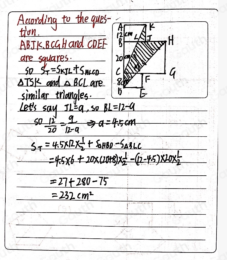 Solved: PT3 Bahagian C 6. (a) Dalam rajah di bawah, ABJK,BCGH dan CDEF ...