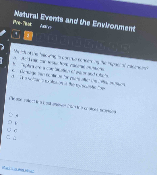 Solved: Natural Events and the Environment Pre-Test Active 1 2 3 4 6 6 ...