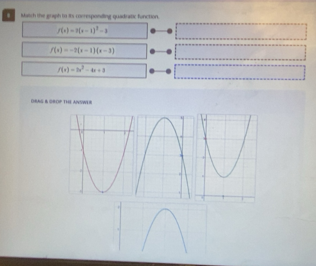 Solved: Match the graph to its corresponding quadratic function. f(x)=2 ...