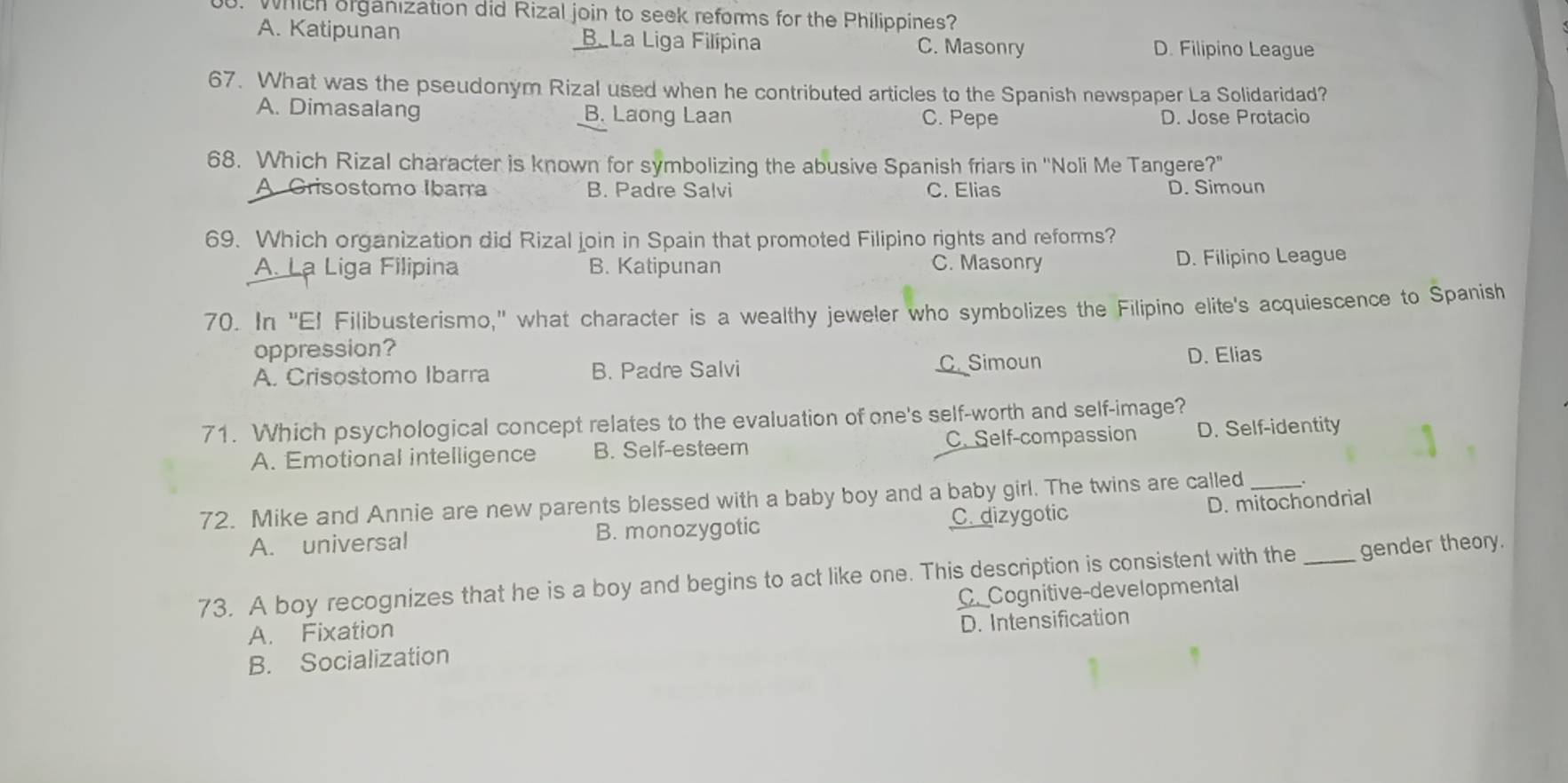 Solved: Which organization did Rizal join to seek reforms for the ...