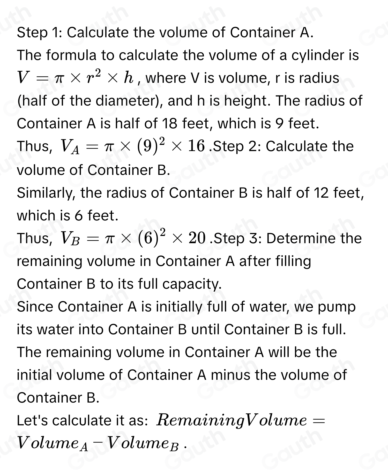Solved: Two containers designed to hold water are side by side, both in the shape of a cylinder ...