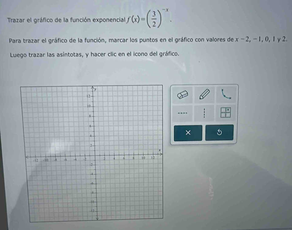 Resuelto:Trazar el gráfico de la función exponencial f(x)=( 3/2 )^-x ...