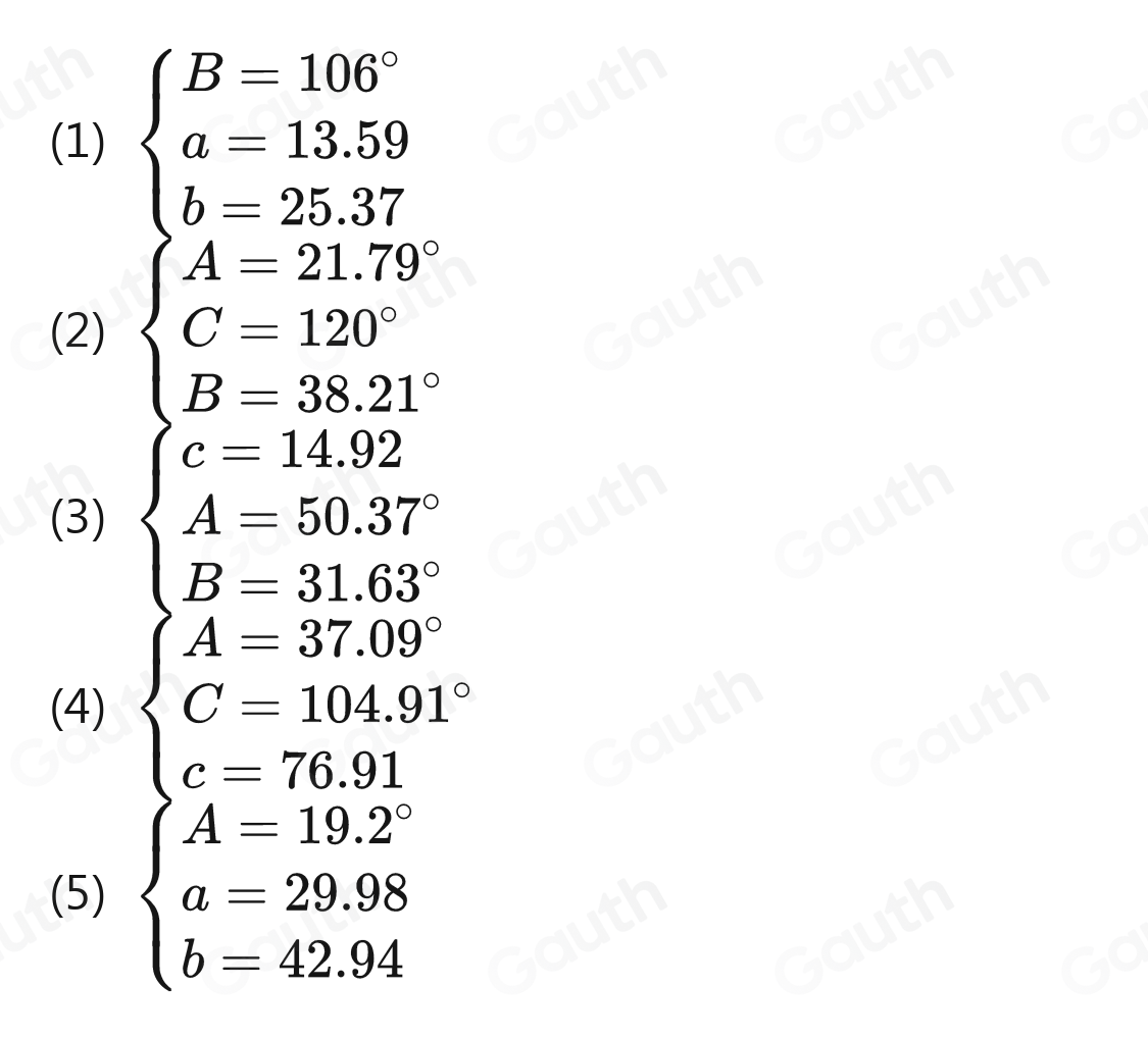 Solved: 1.) ∠ A=31° ∠ C=43° c=18 Find a 2.) a=3 b=5 c=7 Find ∠ C 3.) ∠ ...