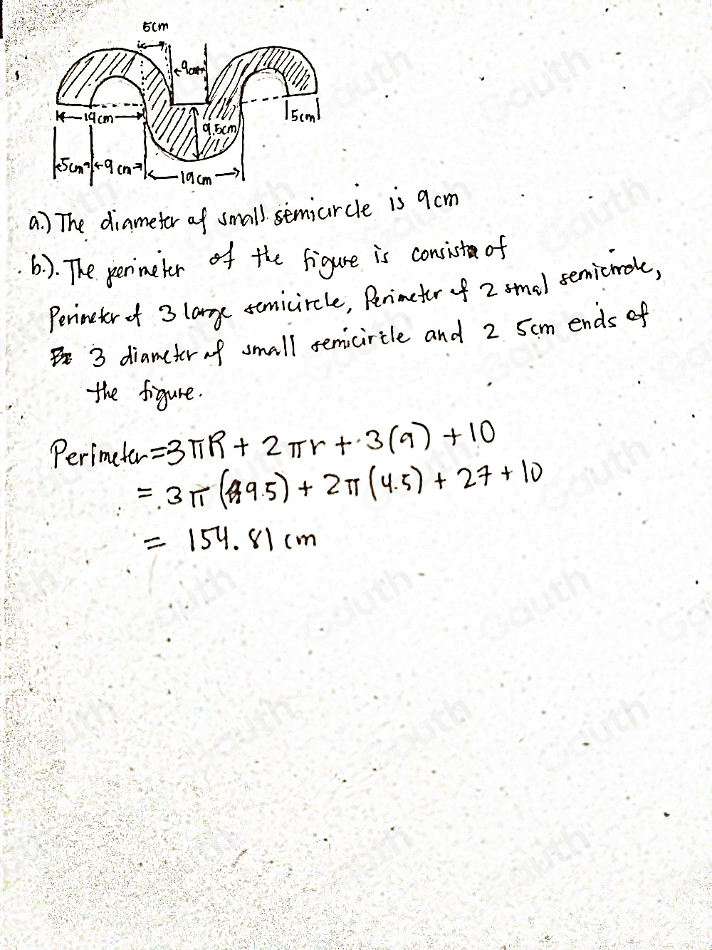Solved: The outline of the shaded figure below is formed by 3 identical ...