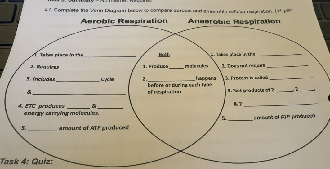 Solved: Complete the Venn Diagram below to compare aerobic and ...