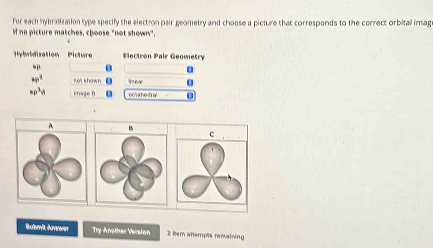 Solved: for each hybridization type specify the electron pair geometry and choose a picture that ...