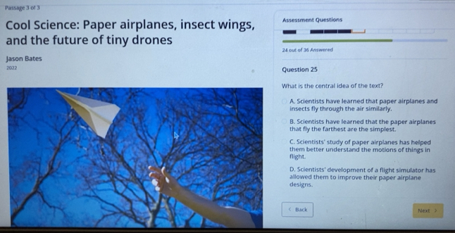 Gelöst:Passage 3 of 3 Cool Science: Paper airplanes, insect wings ...