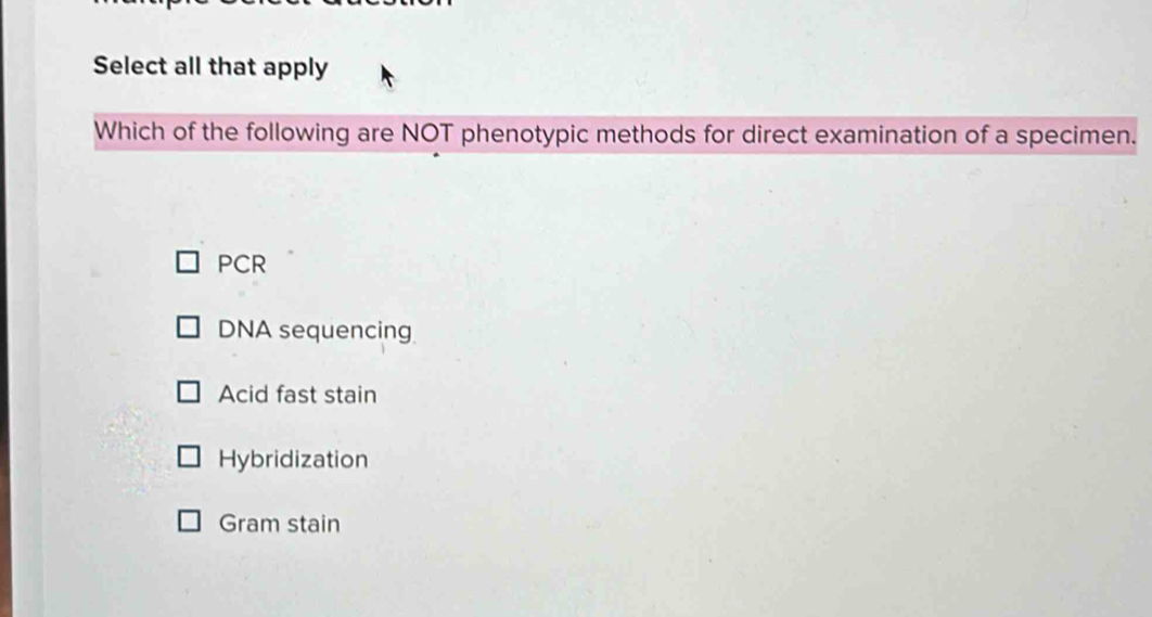 Solved: Select all that apply Which of the following are NOT phenotypic ...