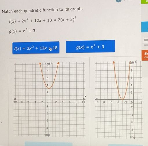 Solved: Match each quadratic function to its graph. f(x)=2x^2+12x+18=2 ...
