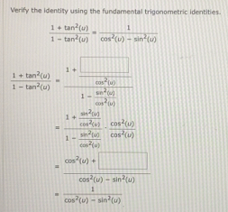 Solved: Verify the identity using the fundamental trigonometric ...