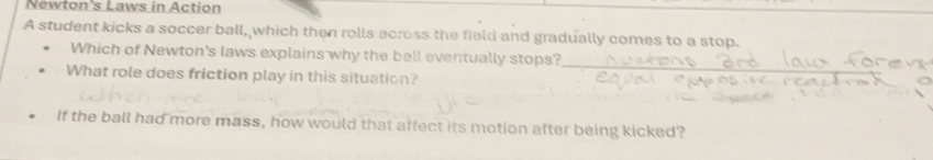 Solved: Newton's Laws in Action A student kicks a soccer ball, which ...