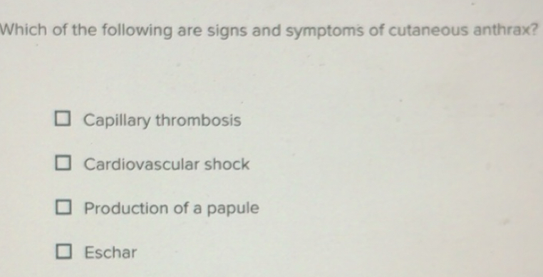 Solved: Which of the following are signs and symptoms of cutaneous ...