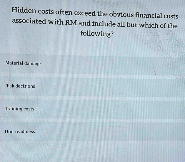 Solved: Hidden costs often exceed the obvious financial costs ...