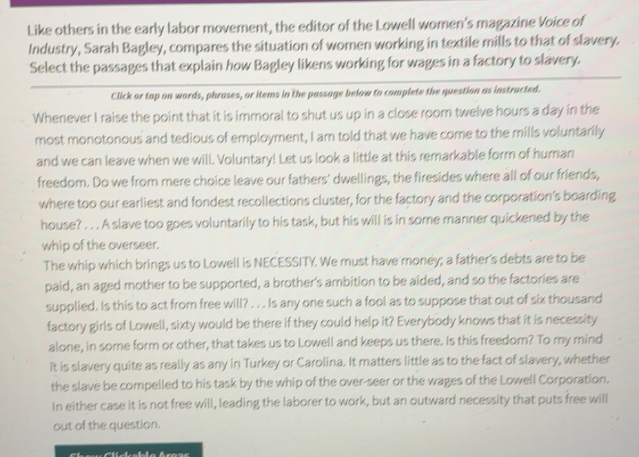 Solved: Like others in the early labor movement, the editor of the ...